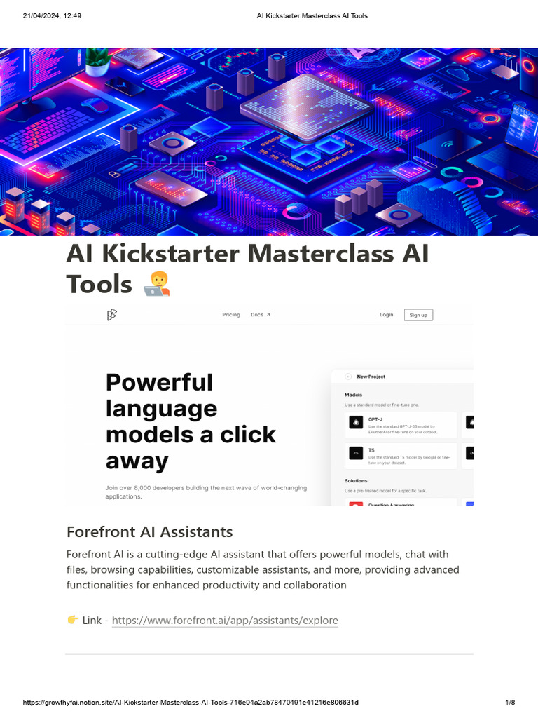 AI Kickstarter Masterclass AI Tools | PDF | Artificial Intelligence | Intelligence (AI) & Semantics