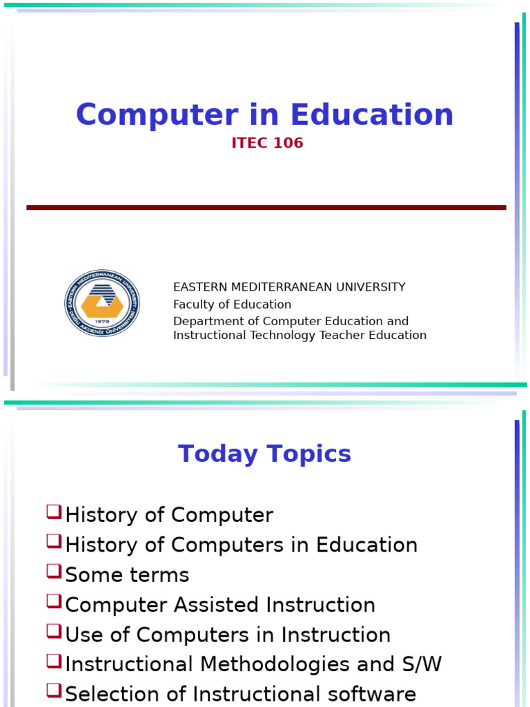History of Computers in Education | PDF | Educational Technology | Learning