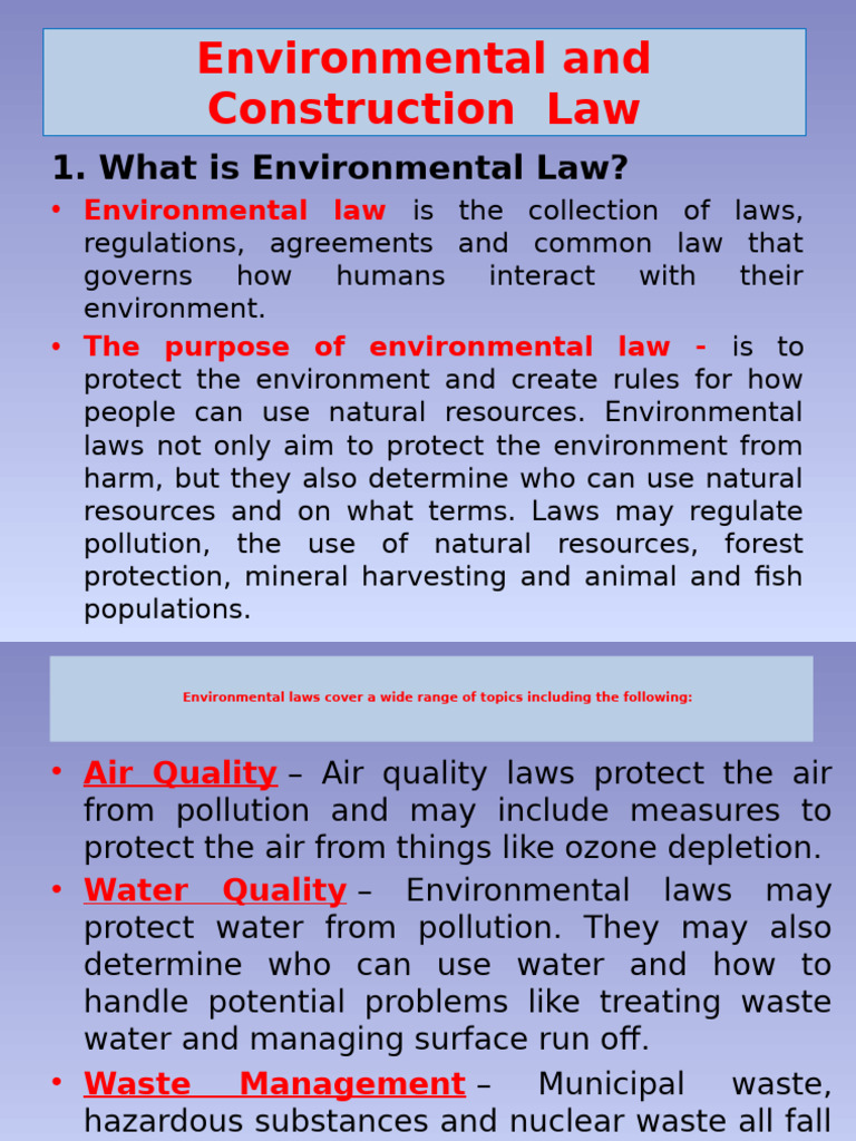 Overview of Environmental Law Basics | PDF | Environmental Law | Clean ...