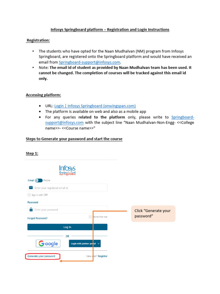 Infosys - Student Registration - and - Login - Instructions - NM | PDF ...