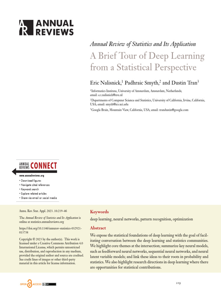 A Brief Tour of Deep Learning From A Statistical Perspective | PDF | Deep Learning | Statistical ...