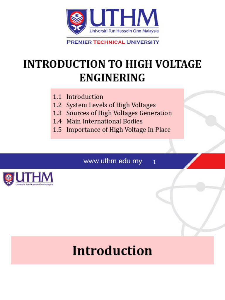 Chapter 1 - Introduction To HVE | PDF | High Voltage | Electric Power Transmission