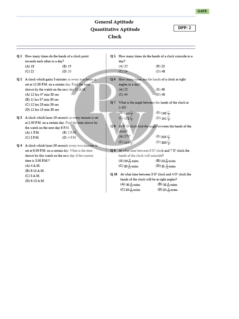 Quantitative Aptitude - DPP 02 | PDF