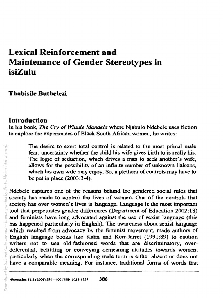 Gender Stereotypes in isiZulu Language | PDF | Sexism | Gender