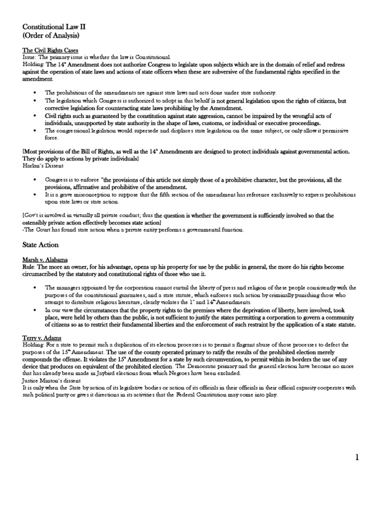 Constitutional Law II (Order of Analysis) | PDF | Equal Protection ...