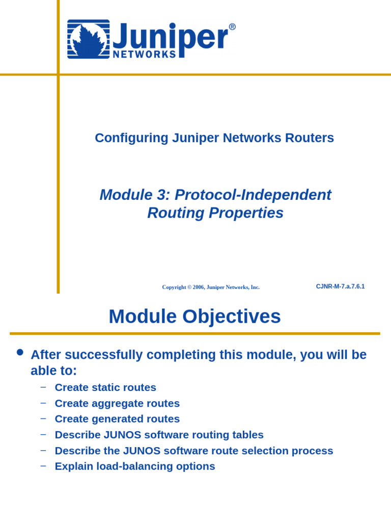 Module 3 - Protocol Independent Routing Properties | PDF | Routing | Router (Computing)