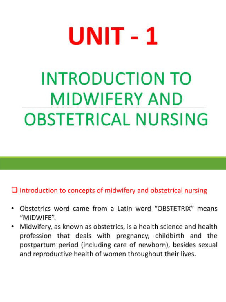 Introduction of Midwifery and Obstetrical Nursing | PDF