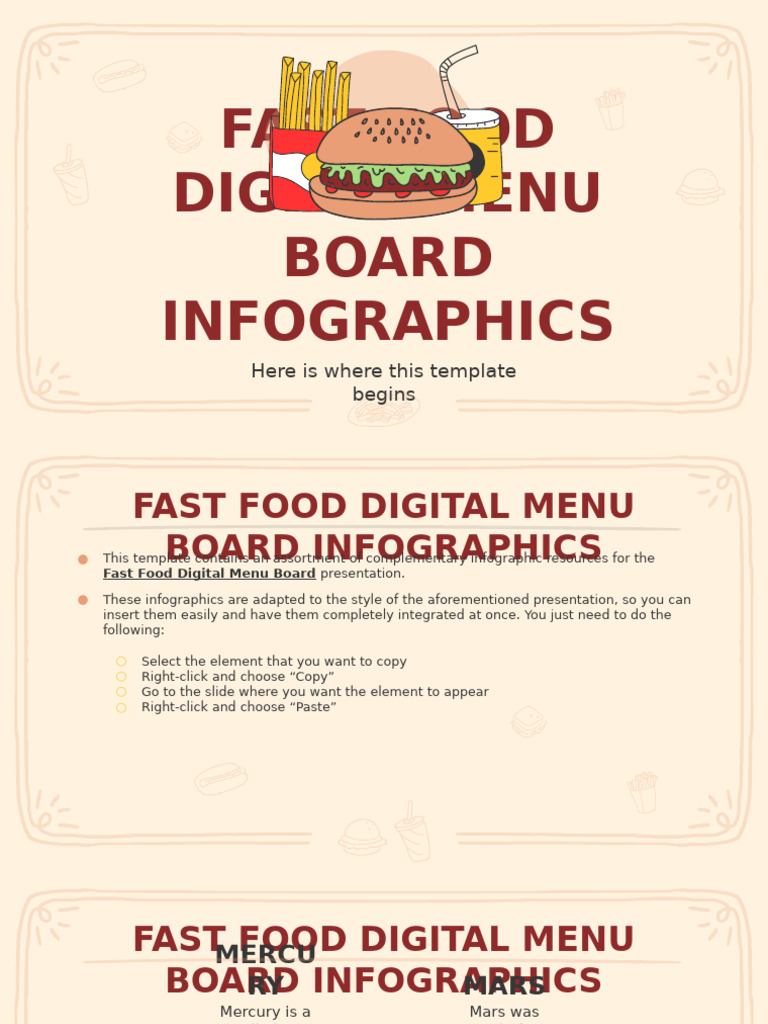 Fast Food Digital Menu Board Infographics by Slidesgo | PDF | Planets ...