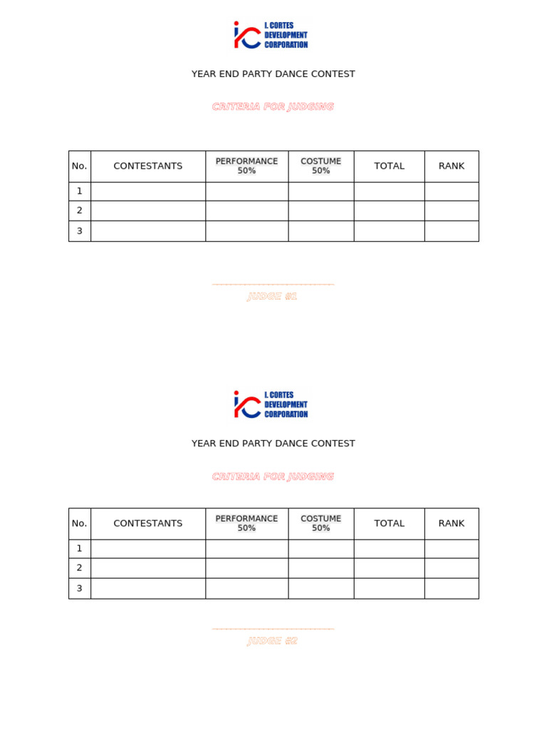 Criteria For Judging | PDF