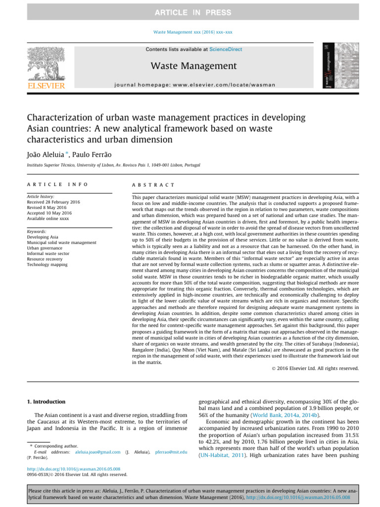 Characterization of Urban Waste Manageme | PDF | Waste | Waste Management