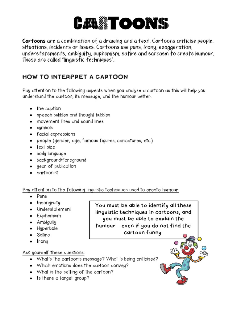 Analyzing Cartoons for Visual Literacy | PDF | Cartoon | Irony