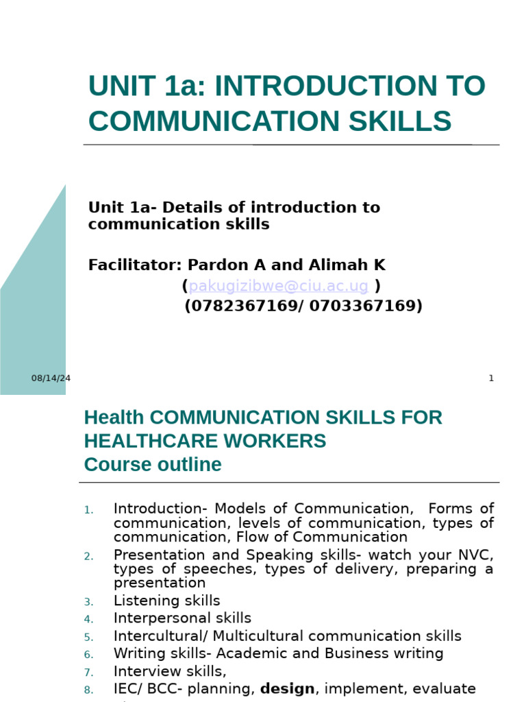 1a Introduction to Communication Skills_2bfffb1778c9d374499b1baece551f91 | PDF | Communication ...