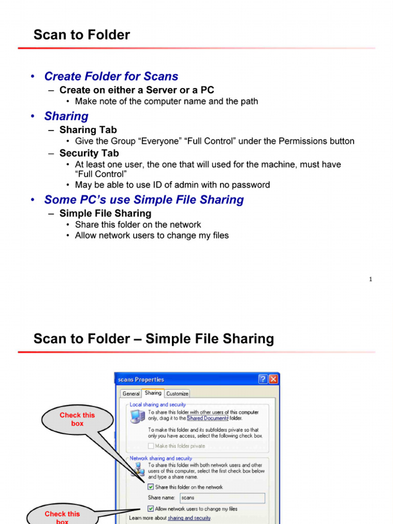 Scan To Folder Setup | PDF
