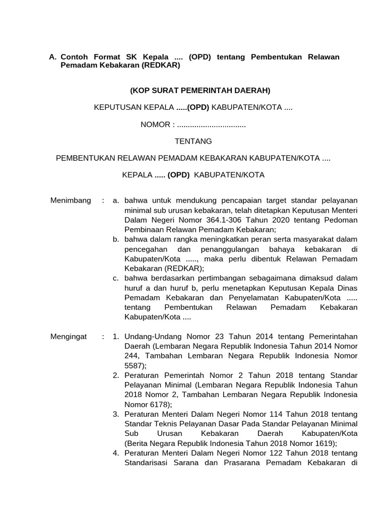 Contoh Format SK REDKAR | PDF