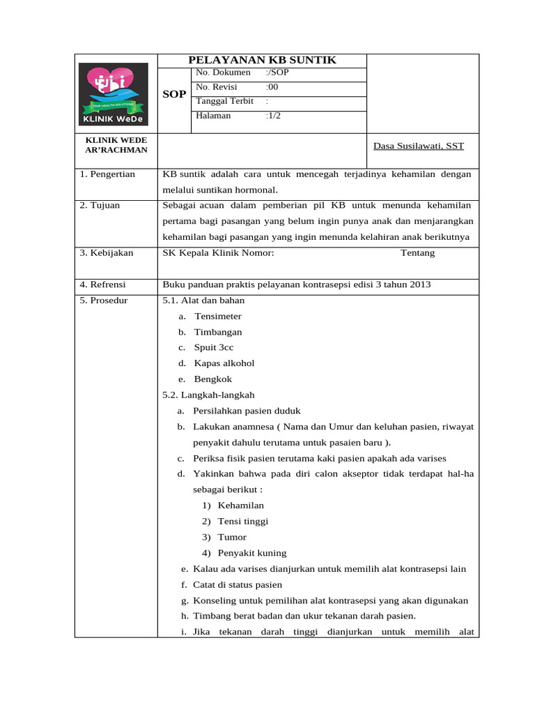 Sop KB Suntik | PDF | Sains & Matematika