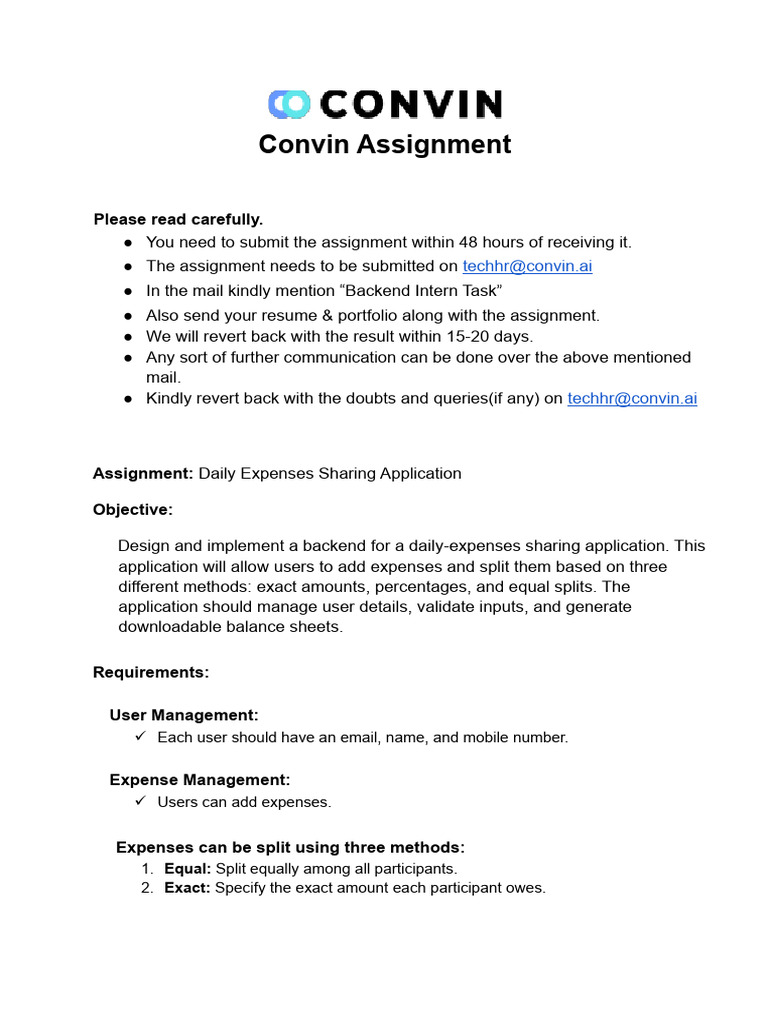 Back End Intern Assignment | PDF | Documentation | Software Development