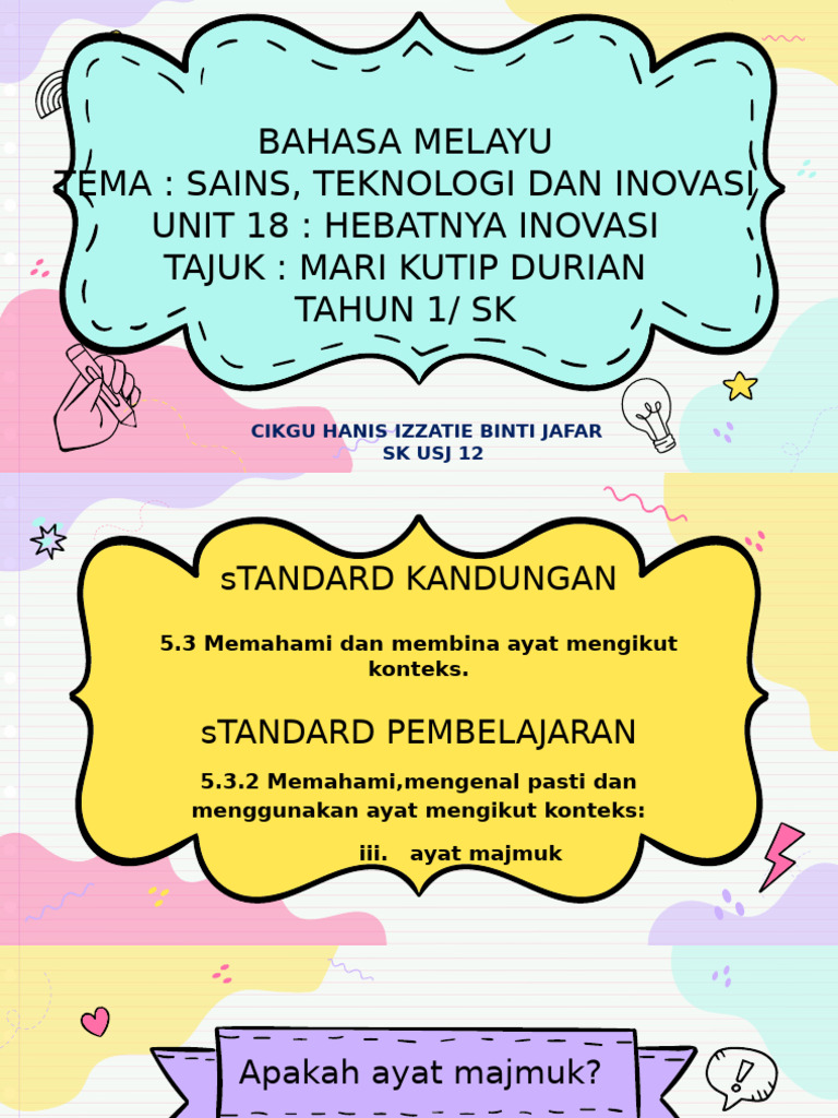 Bahan Umum Tema6 Unit18 Tatabahasa Ayat Majmuk | PDF