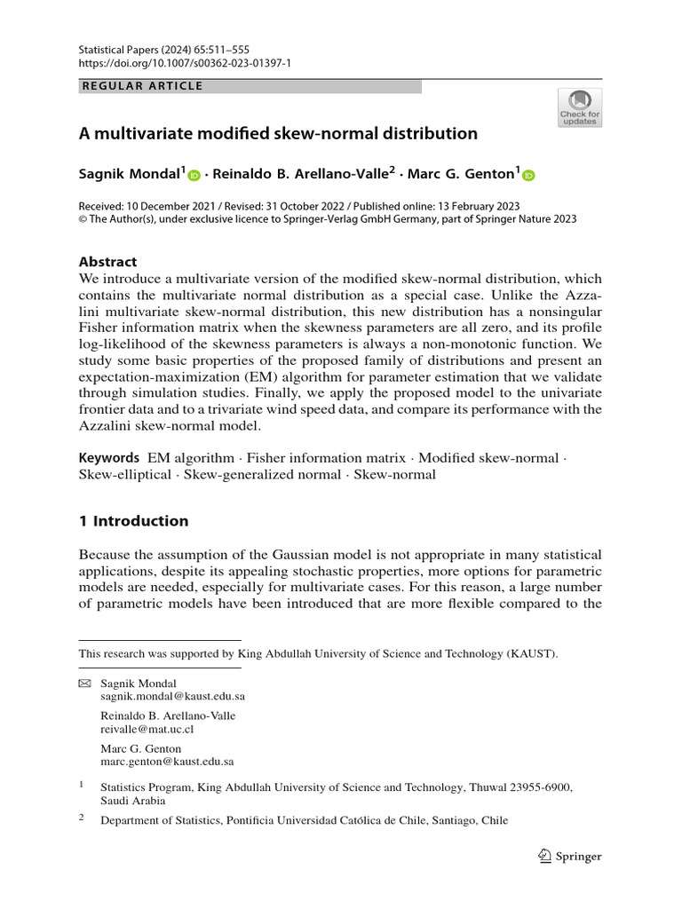 A Multivariate Modified Skew Normal Distribution Pdf Normal