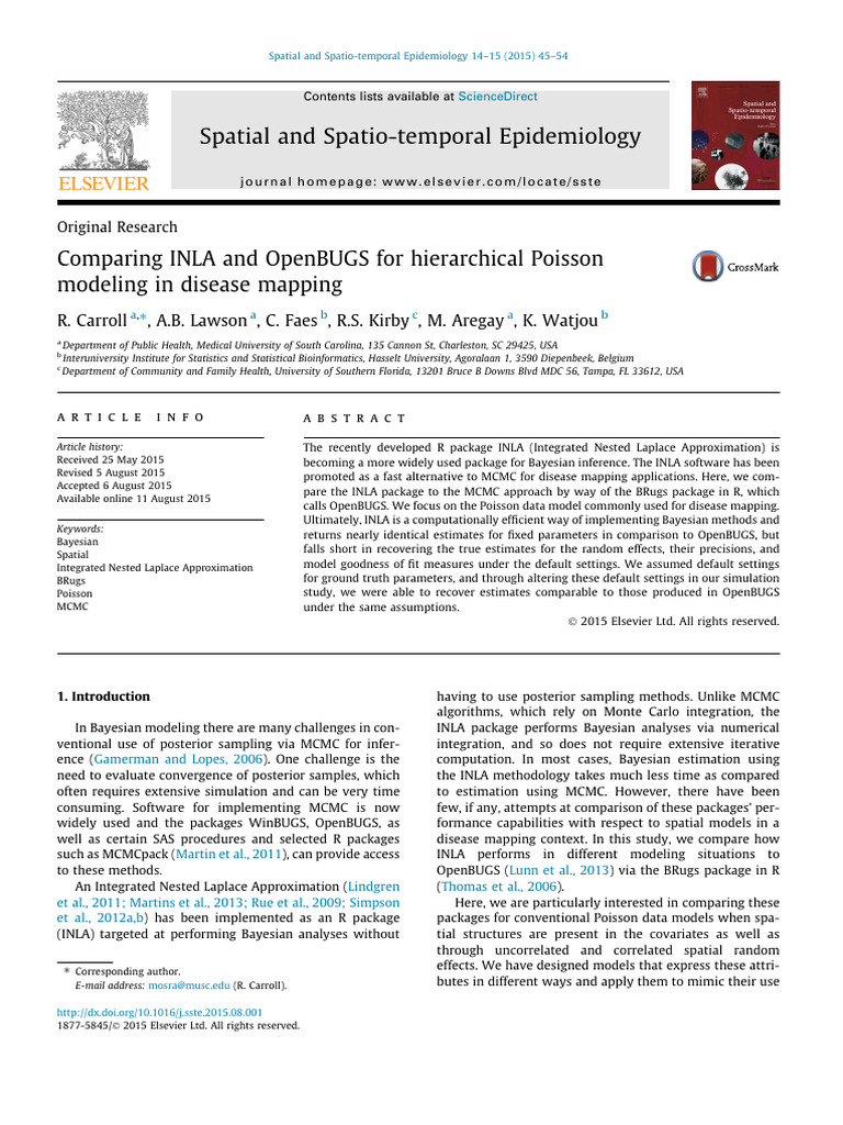 Comparing INLA and OpenBUGS For Hierarchical Poisson Modeling in Disease Mapping | PDF ...
