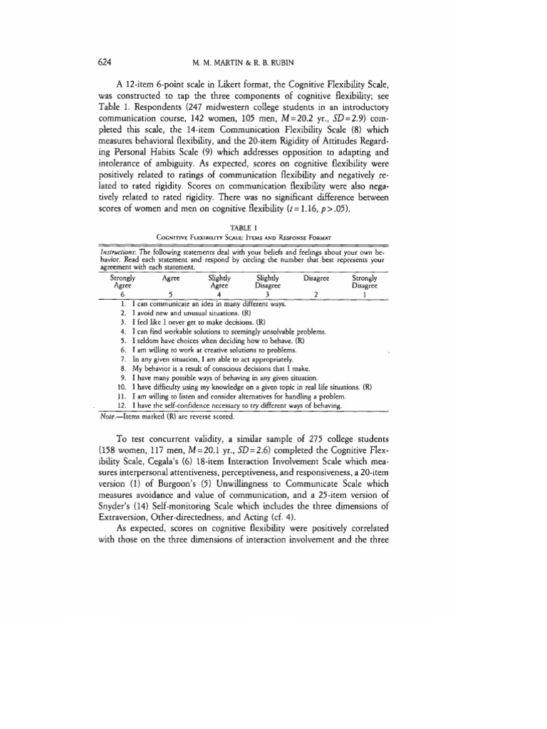 Cognitive Flexibility Scale Overview | PDF | Attitude (Psychology ...