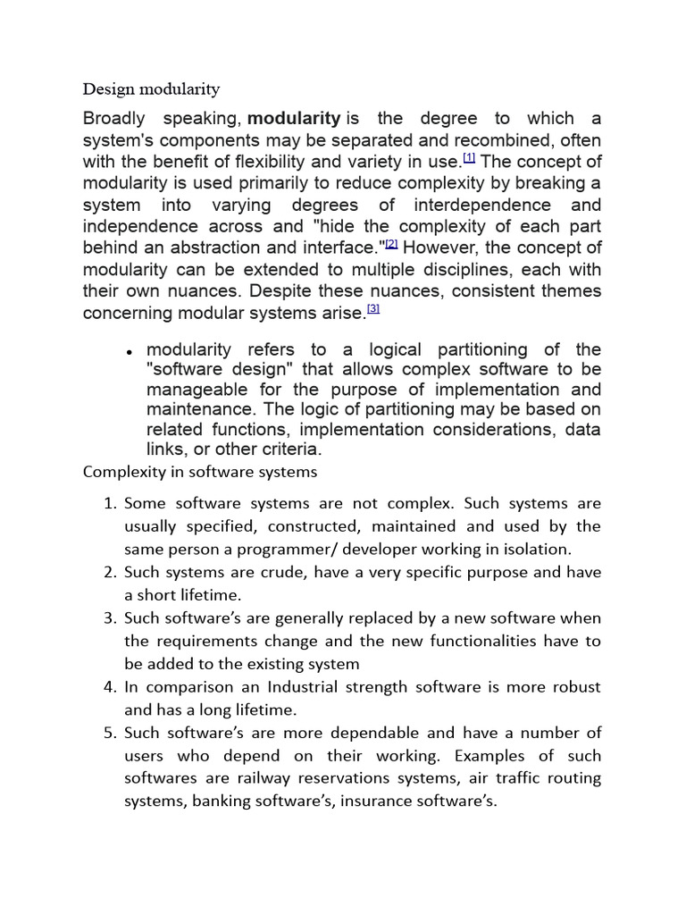 Software design notes | PDF | System | Modularity