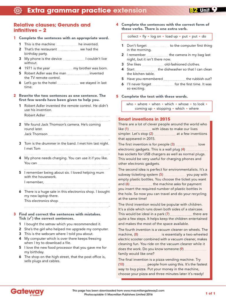 B2 UNIT 9 Extra Grammar Practice Extension | PDF | Sentence (Linguistics)