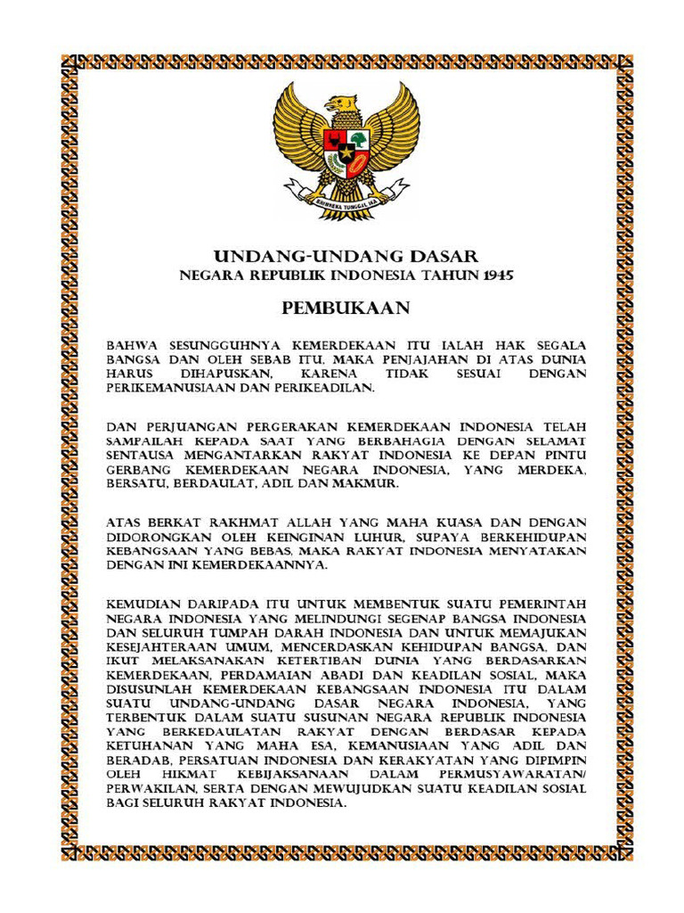 Teks Pembukaan UUD 1945 | PDF