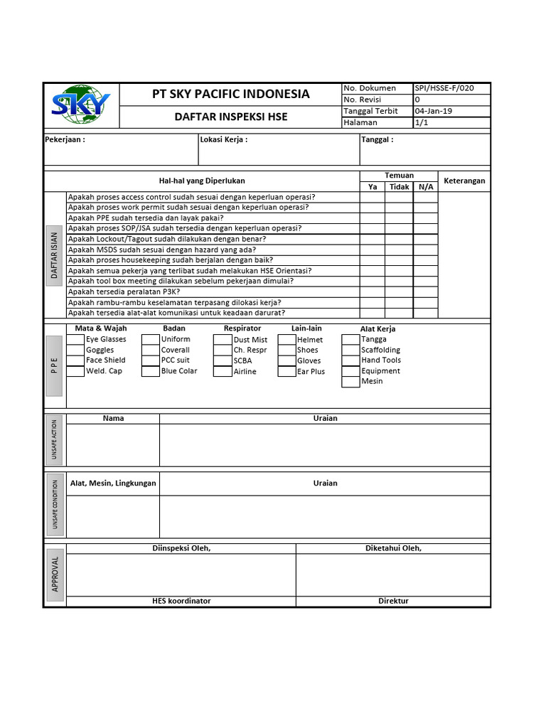 Daftar Inspeksi HSE untuk Operasi Aman | PDF