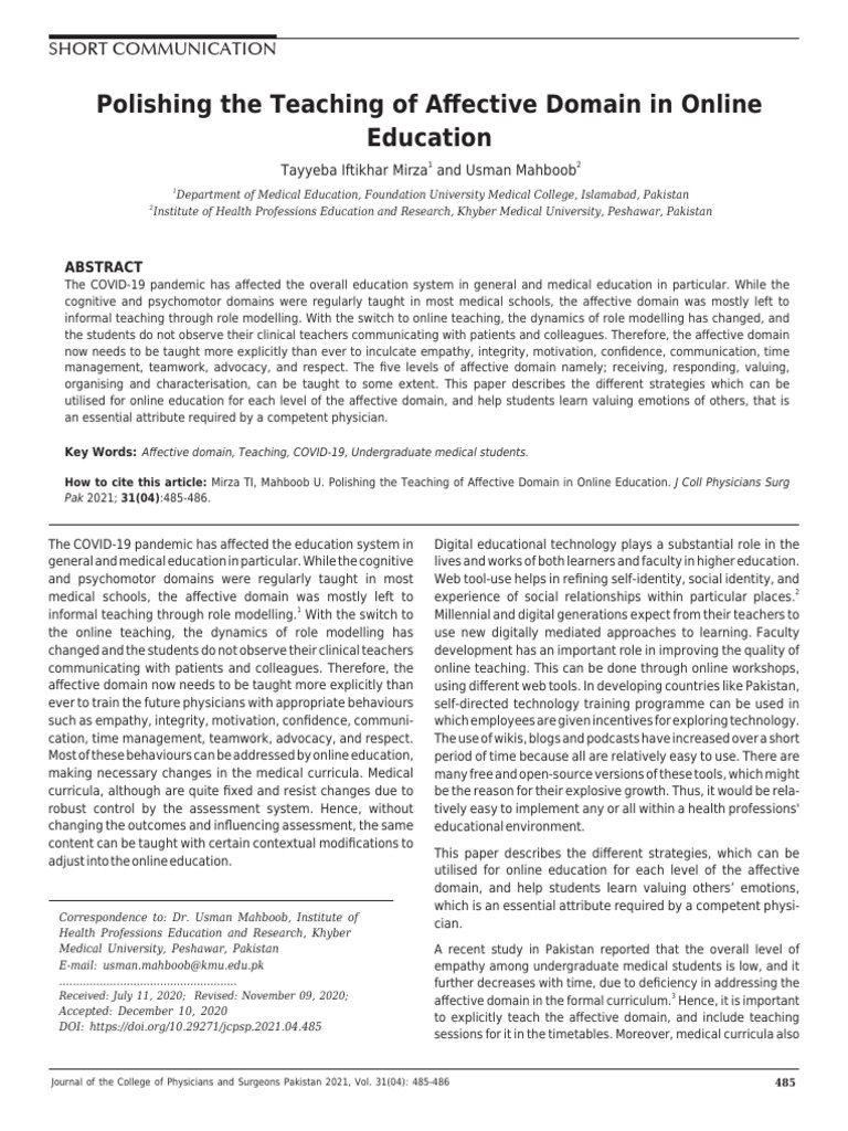 Group 4-Online Affective Teaching | PDF | Educational Technology | Cognition