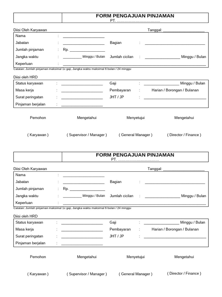 Formulir Pengajuan Pinjaman | PDF