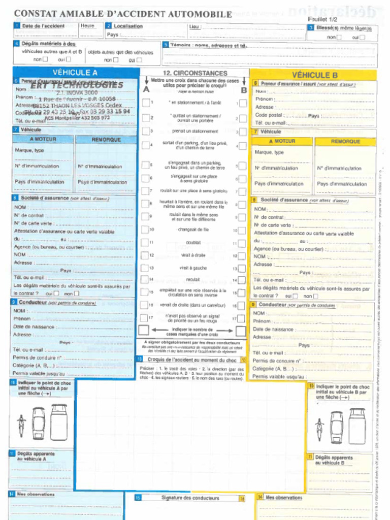 Constat Accident Vierge | PDF
