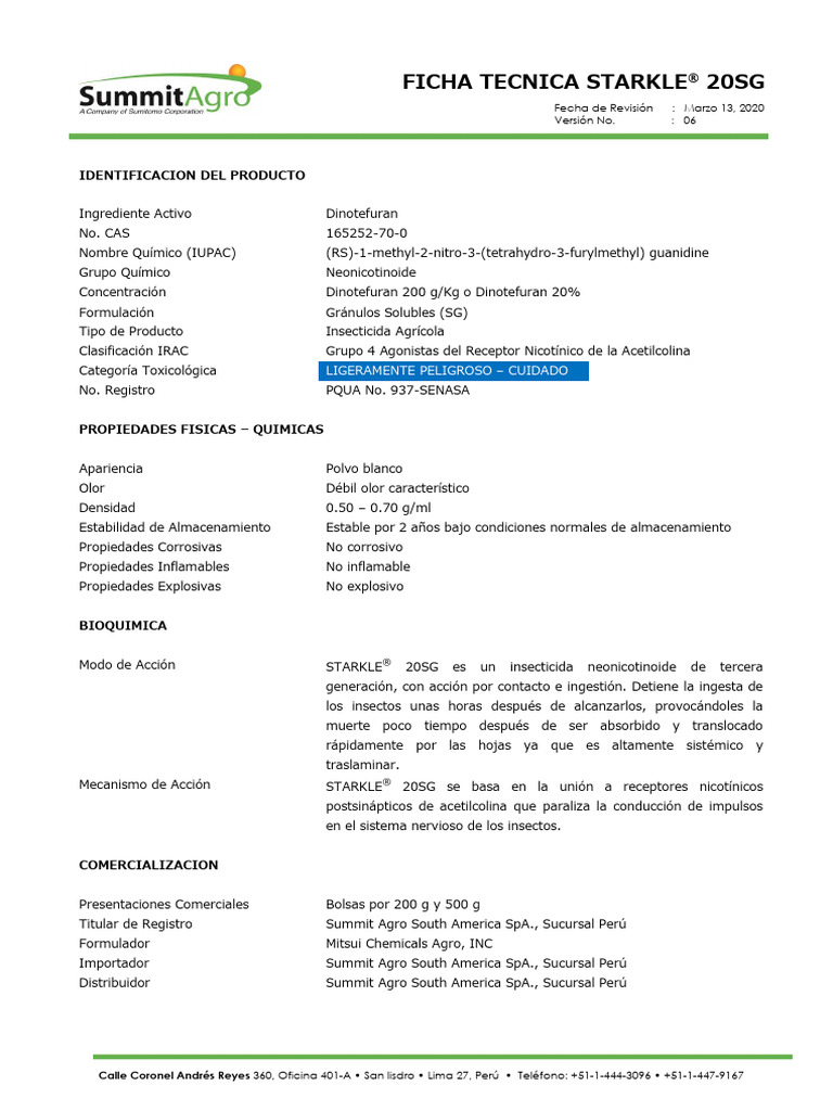 TECHNICAL DATA STARKLE 20SG v6 | PDF