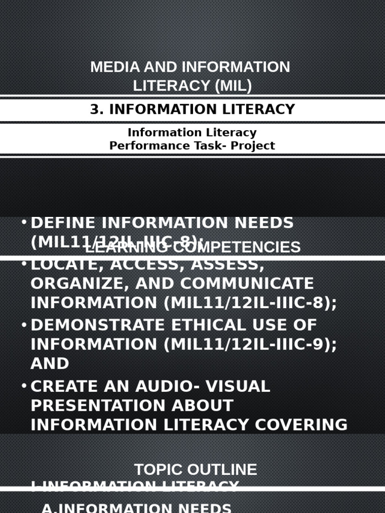Information Literacy - Information Literacy and Performance Task - Project | PDF | Information ...