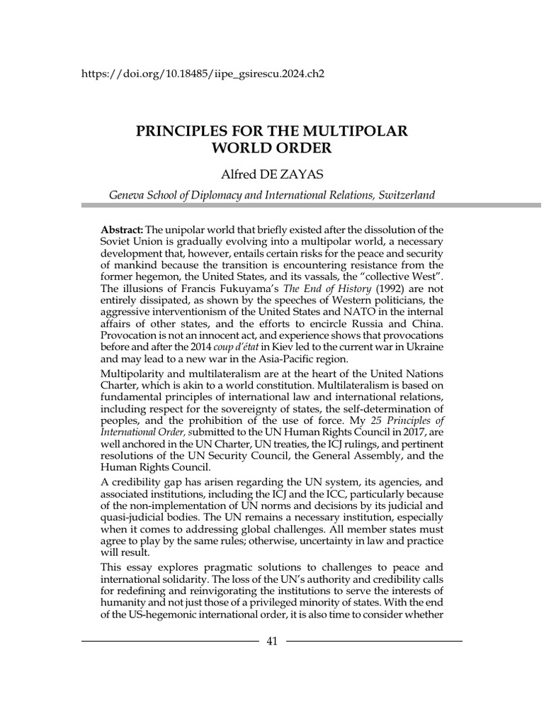 Principles For The Multipolar World Order | PDF | International Law ...