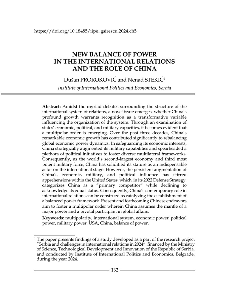 New Balance of Power in The International Relations and The Role of ...