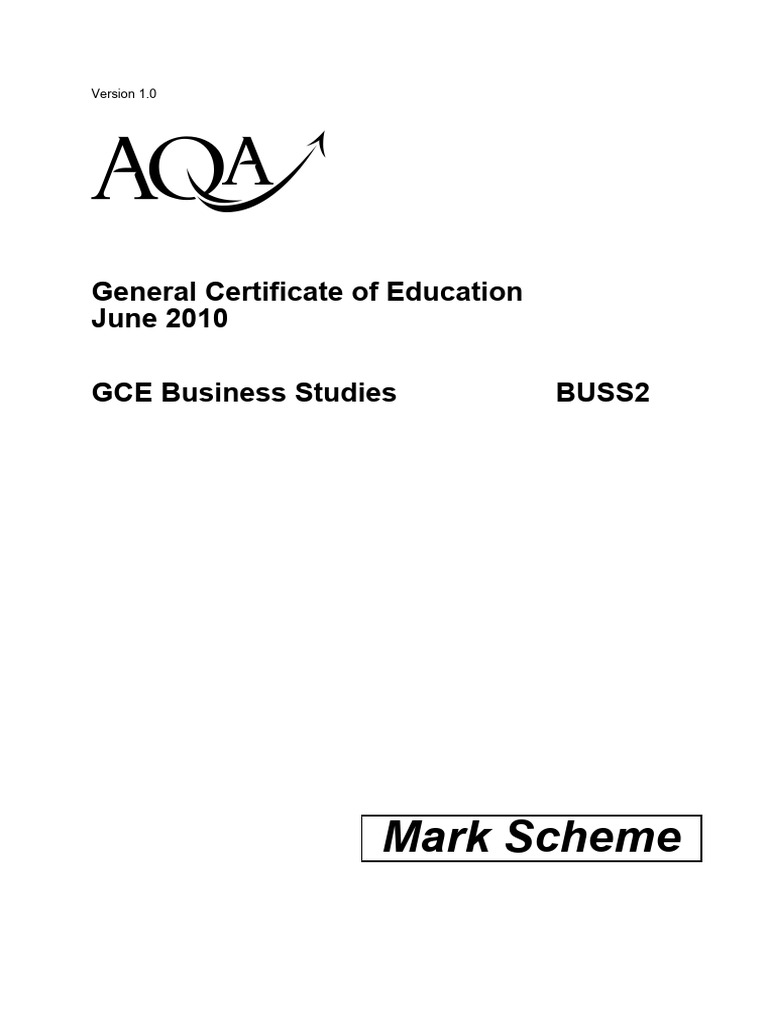 Buss2 Aqa May 2010 Mark Scheme | PDF | Argument | Knowledge