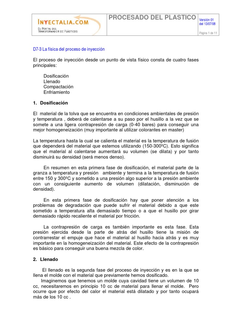 Procesado Del Plastico | PDF | Física Aplicada e Interdisciplinaria ...