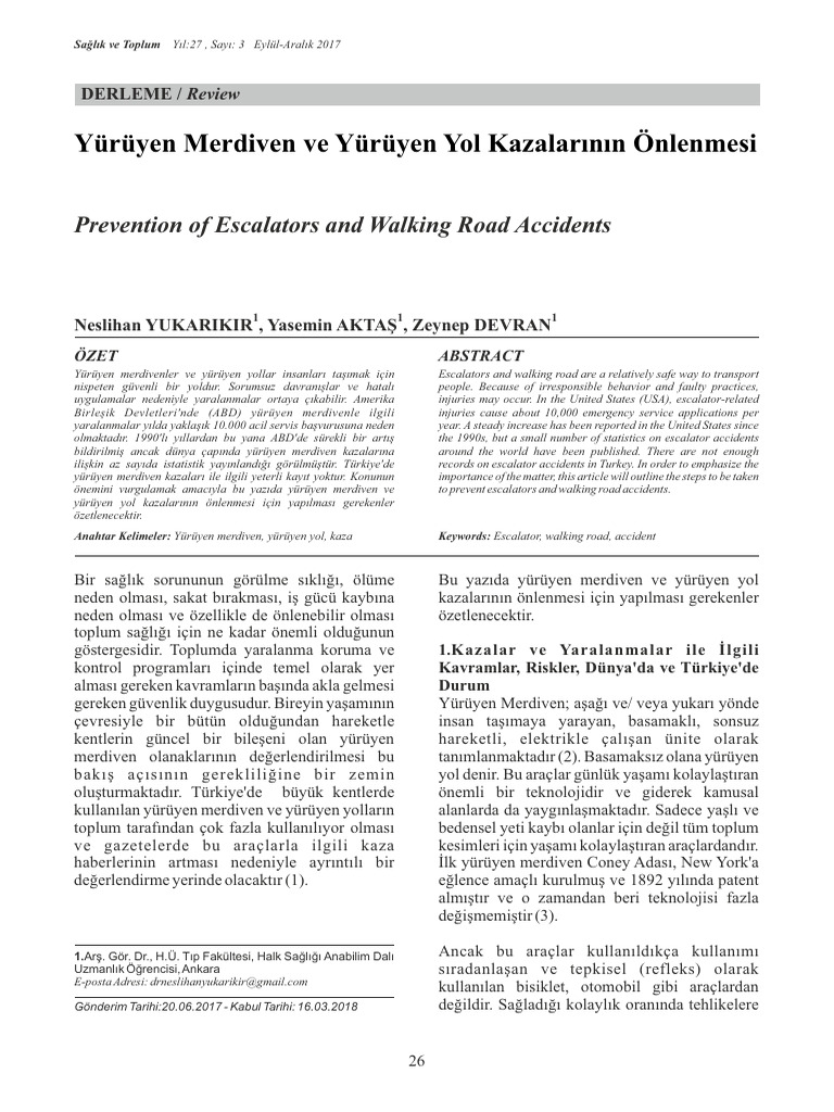 Yürüyen Merdiven Ve Yürüyen Yol Kazalarının Önlenmesi | PDF