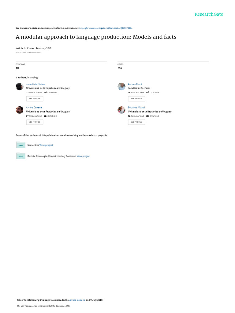 A Modular Approach to Language Production Models A | PDF | Matrix (Mathematics) | Memory