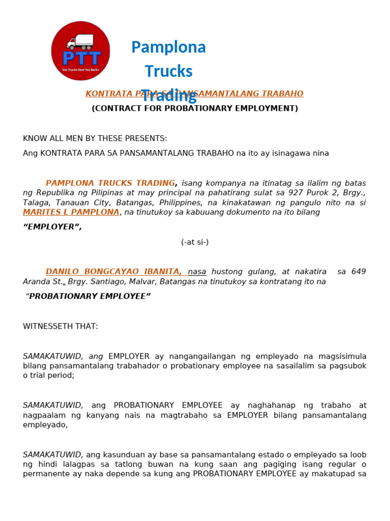 Probationary Contract | PDF