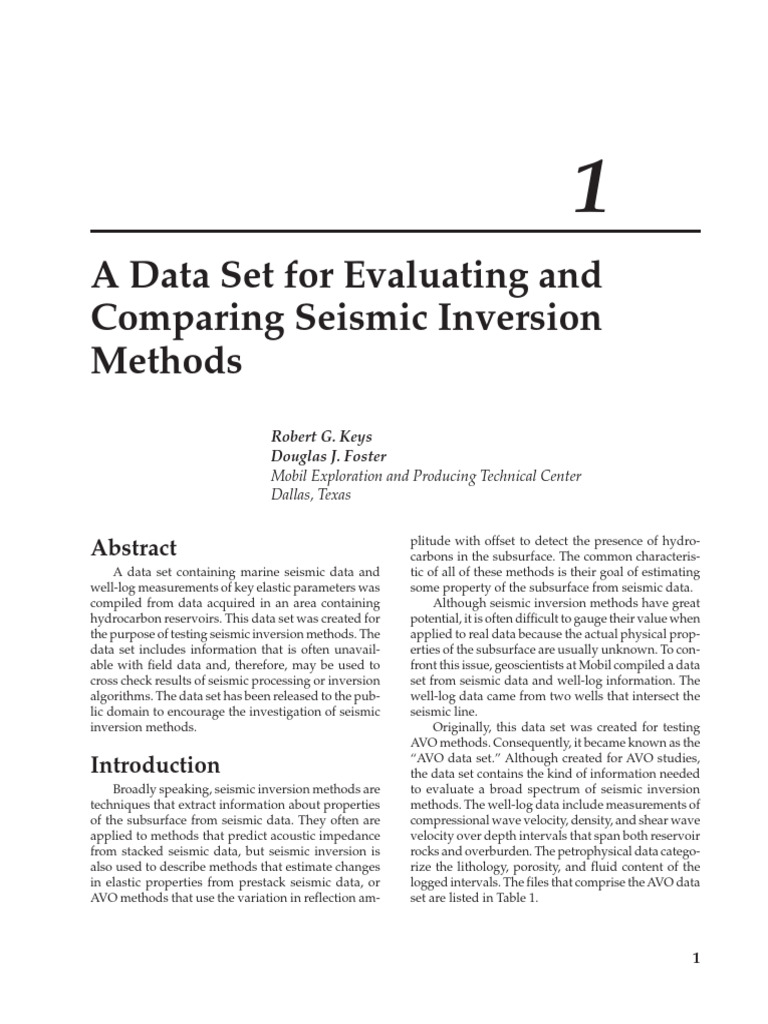Evaluation and Comparing Seismic Inversion Mehtods | PDF | Reflection ...