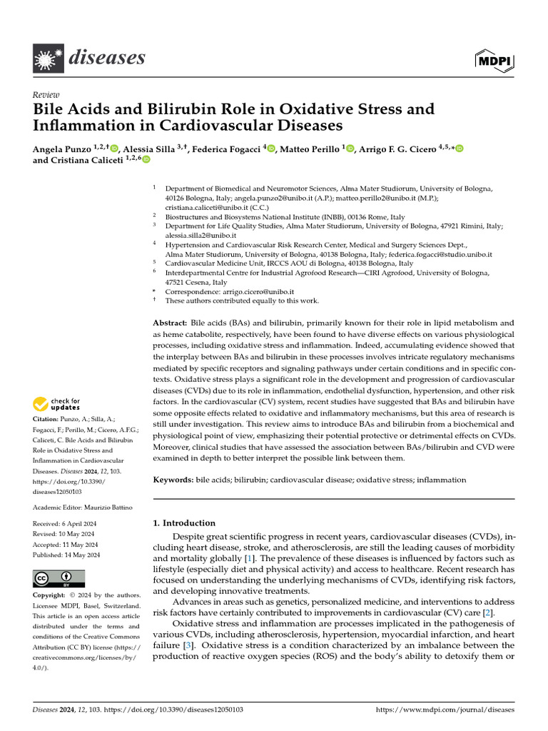 Bile Acids and Bilirubin Role in Oxidative Stress and Inflammation in ...