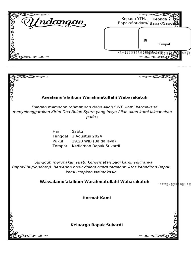 A5 Undangan Walimatul Asma A5 Model U02 | PDF