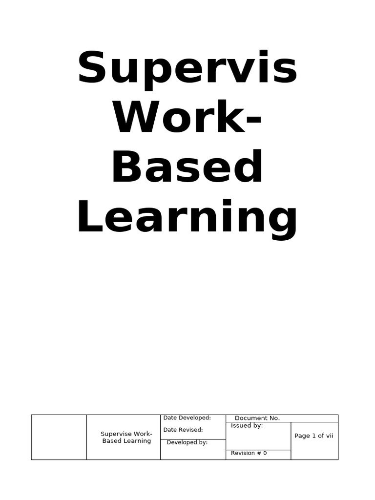 Supervise-Work-Based-Learning-Template (1) | PDF | Learning | Evaluation