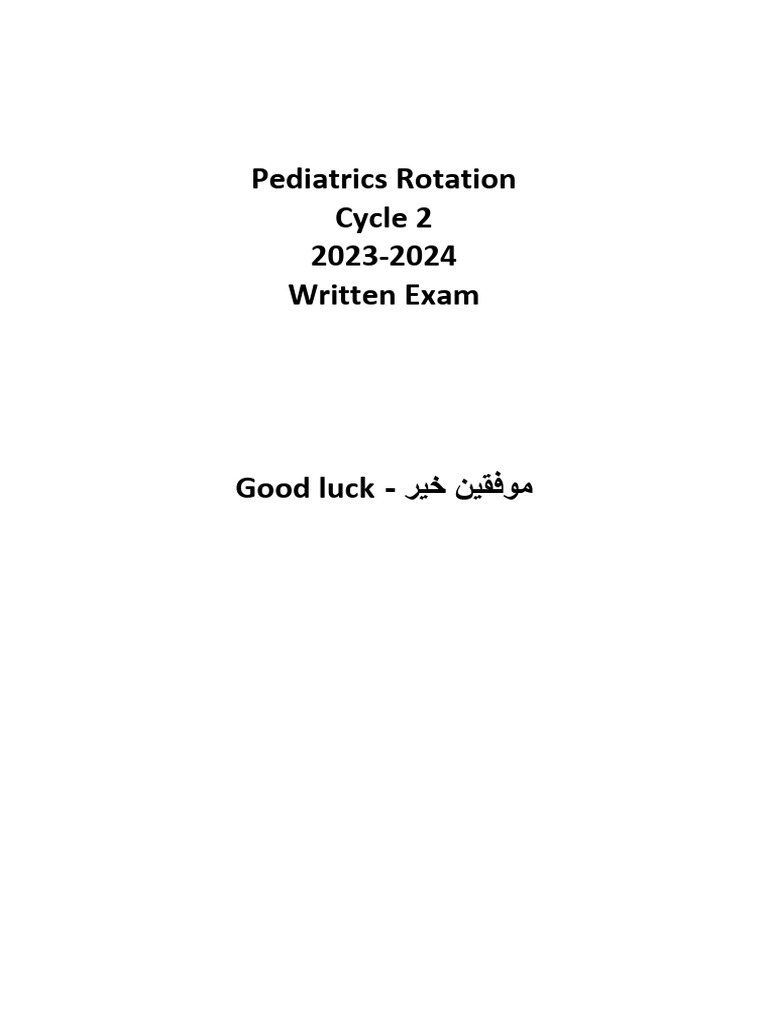 Pediatrics Rotation Exam Questions 2023-2024 | PDF | Immunodeficiency ...