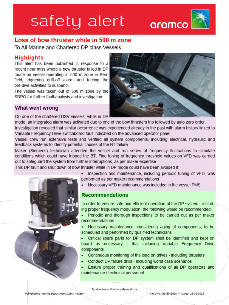 Bow Thruster Failure Alert MD-65-2023 | PDF | Business | Technology ...