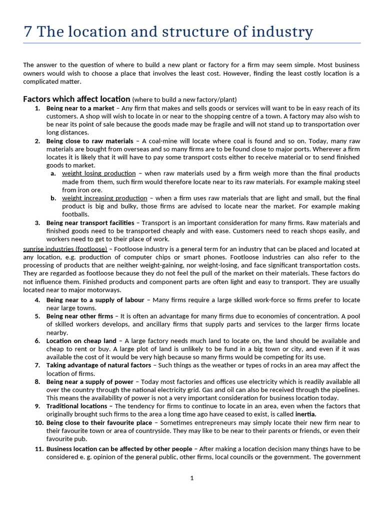 MO 7 The Location and Structure of Industry | PDF | Economics | Economies