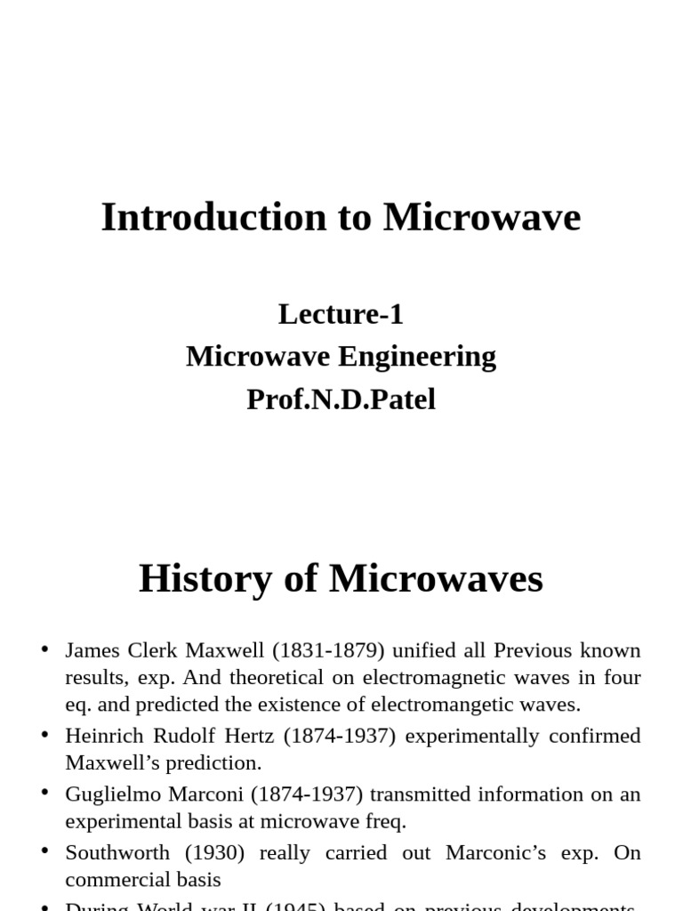 Introduction to Microwave Engineering | PDF | Microwave | Radio Spectrum
