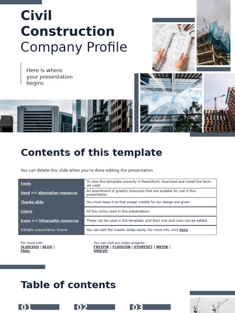 Civil Construction Company Profile by Slidesgo | PDF | Planets | Saturn