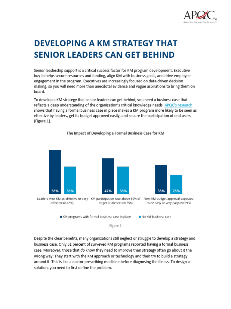 Developing A KM Strategy That Senior Leaders Can Get Behind | PDF | Knowledge | Knowledge Management